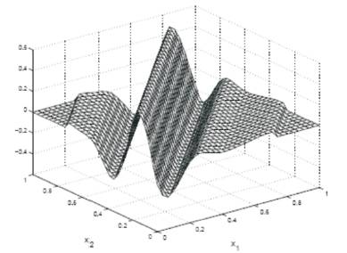 Figure 2. An example ridgelet function ψ a,b,θ (x 1 ,x 2 )